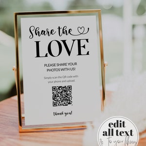 QR Code Sign Share the Love Photo Signage Capture the Love Simple ...