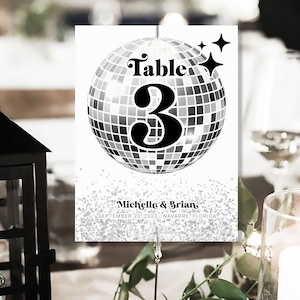 Disco Table Number Templates for Retro Wedding or Groovy Baby Shower ...