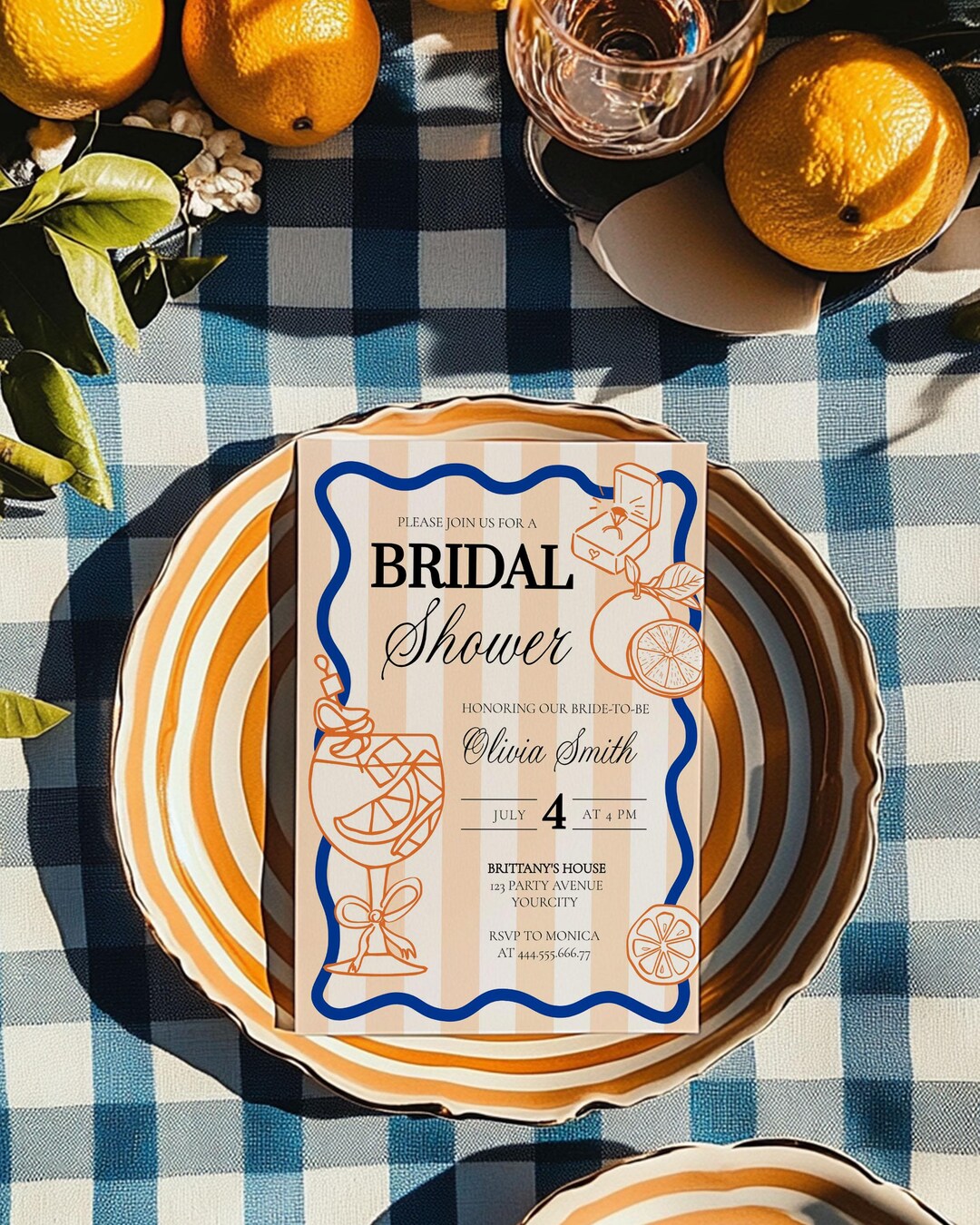 Lets Get Spritzed Apero Bridal Shower Invite Template Handwritten ...