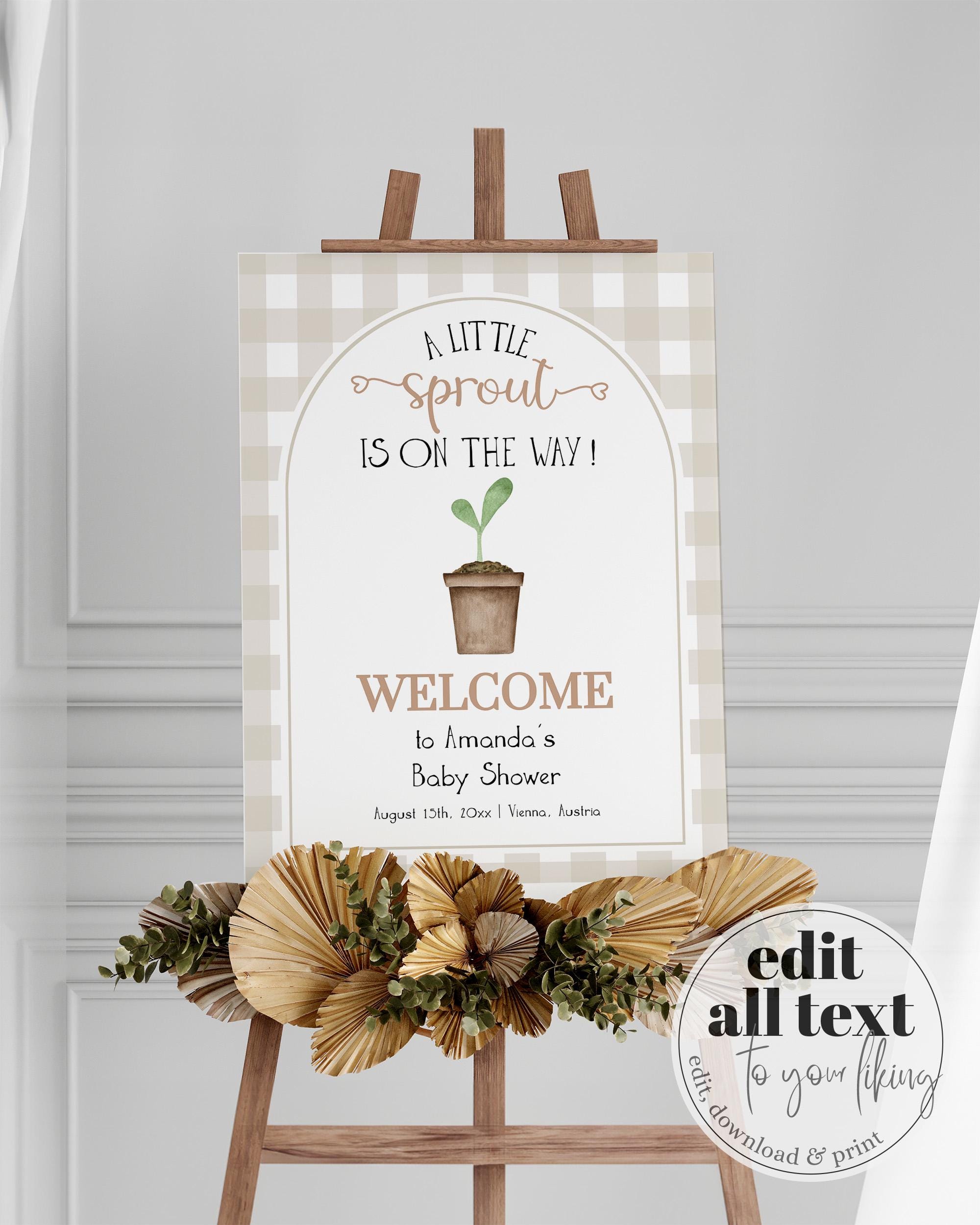 Little Sprout Baby Shower Welcome Sign Farmers Market Theme Gender ...