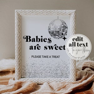 Disco Baby Shower Signs for 70s Themed Retro Party | Mimosa Bar, Cards ...