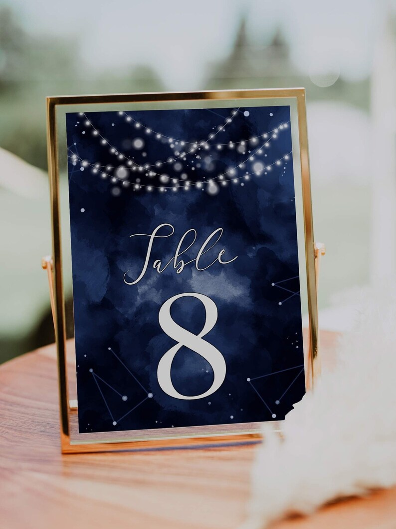 Table Numbers Sign Printable Template for Celestial Wedding - Etsy
