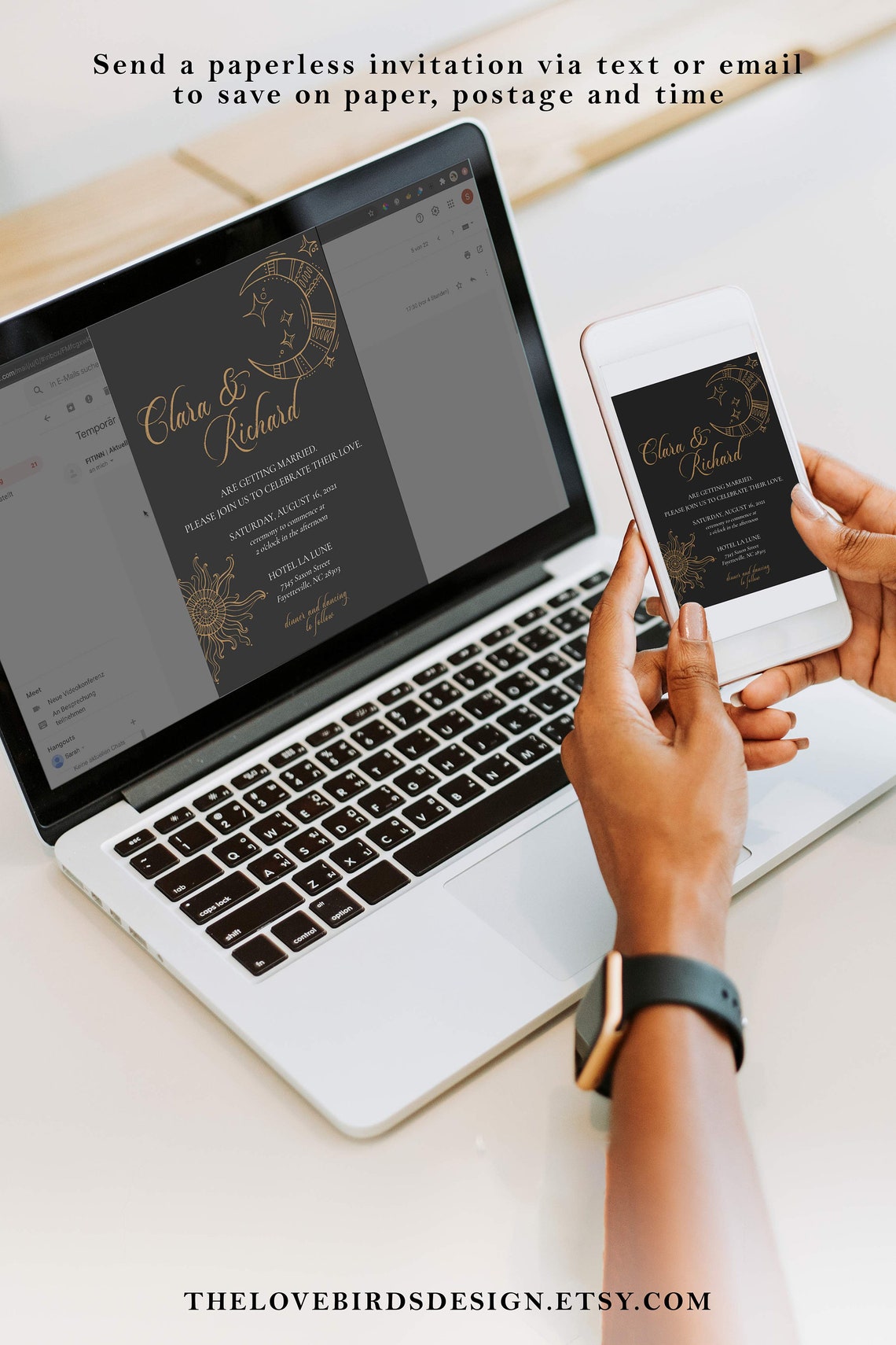 Celestial Wedding Invitation Template for Black Witchy Wedding - Etsy