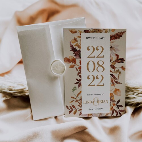 Save the Date Fall Invitation Template Wedding Autumn Save - Etsy