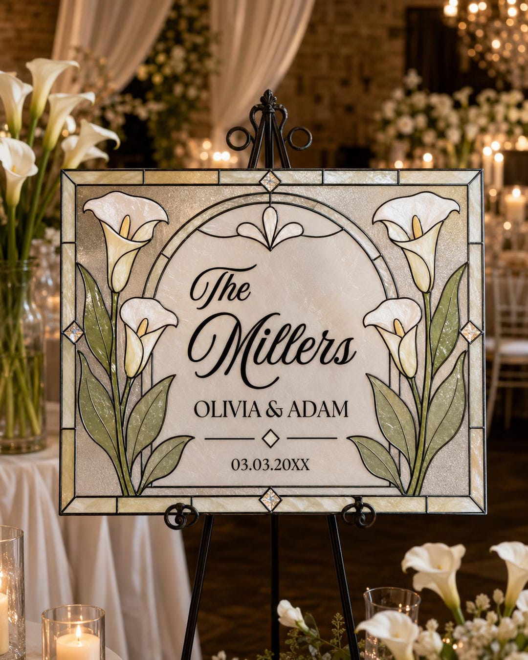 Last Name Wedding Sign, Faux Stained Glass Wedding Welcome Template ...