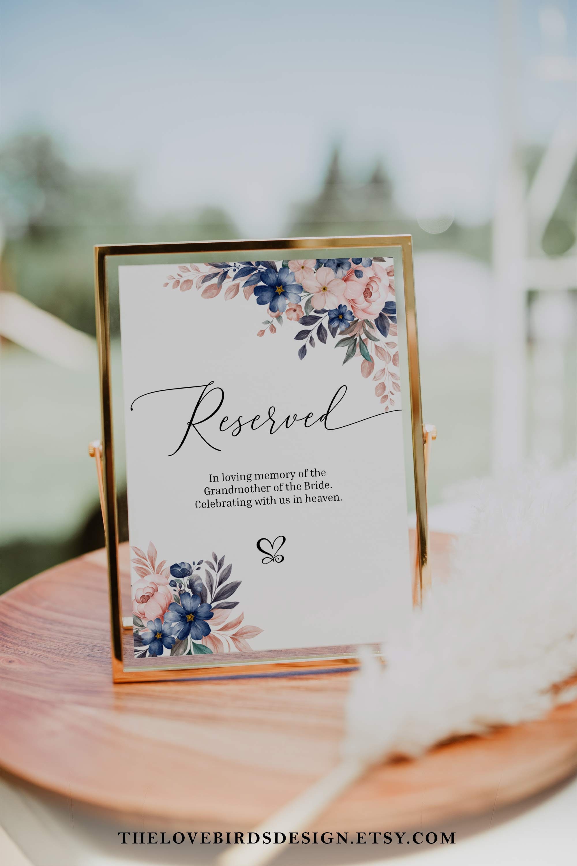 Floral Wedding Reserved Sign Reserved in Memory of Sign - Etsy