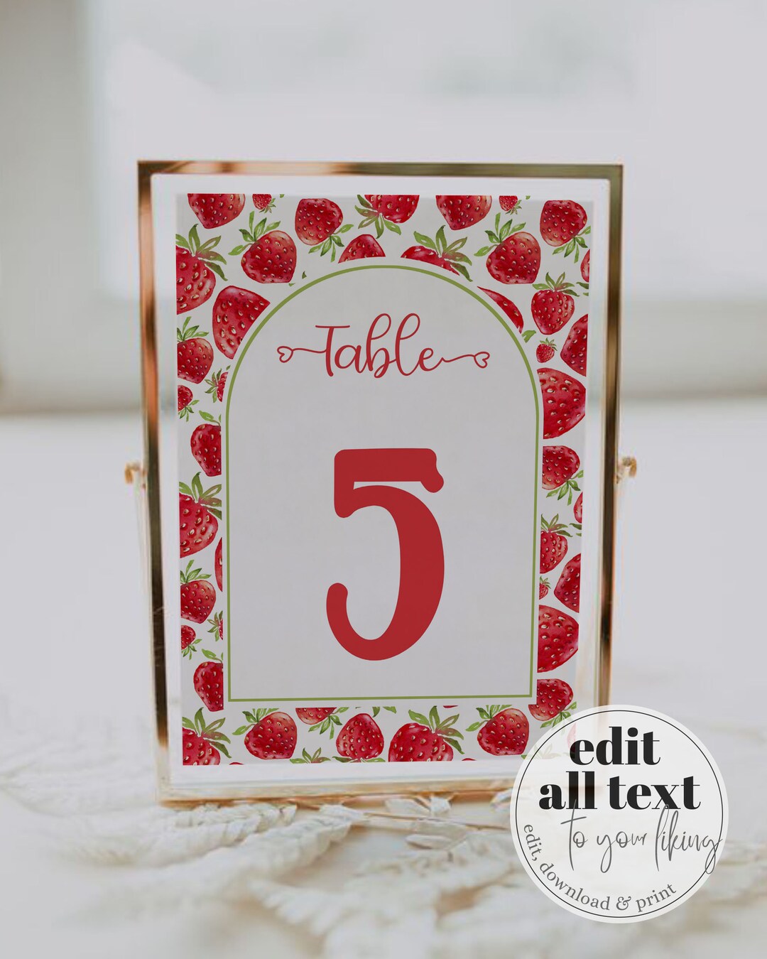 Berry First Birthday Table Numbers Template, Berry Sweet Baby Shower ...