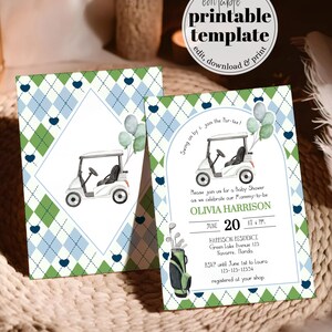 Boy Golf Baby Shower Invite Pack, Golfing Baby Shower Invitation ...