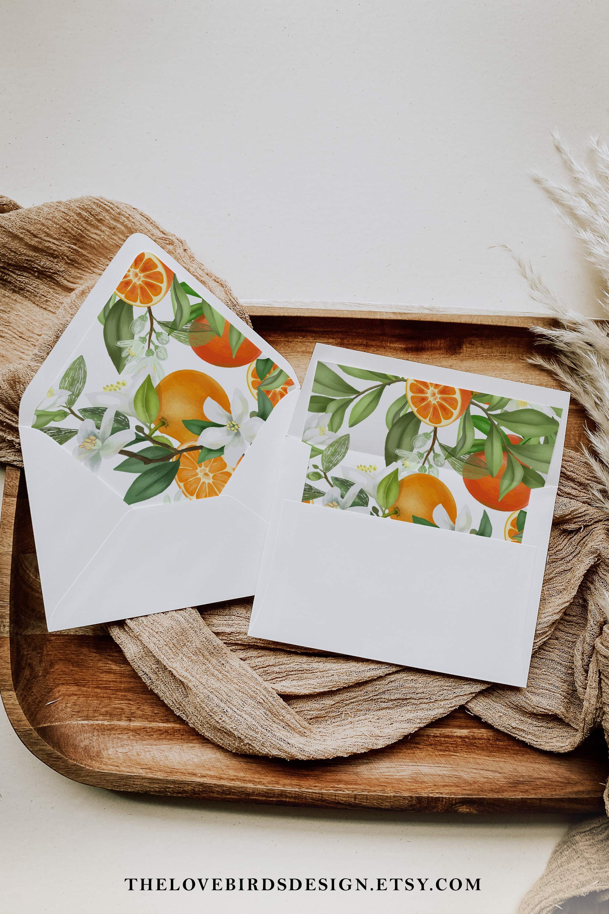 Citrus Envelope Liners Template for Wedding Bridal Shower - Etsy