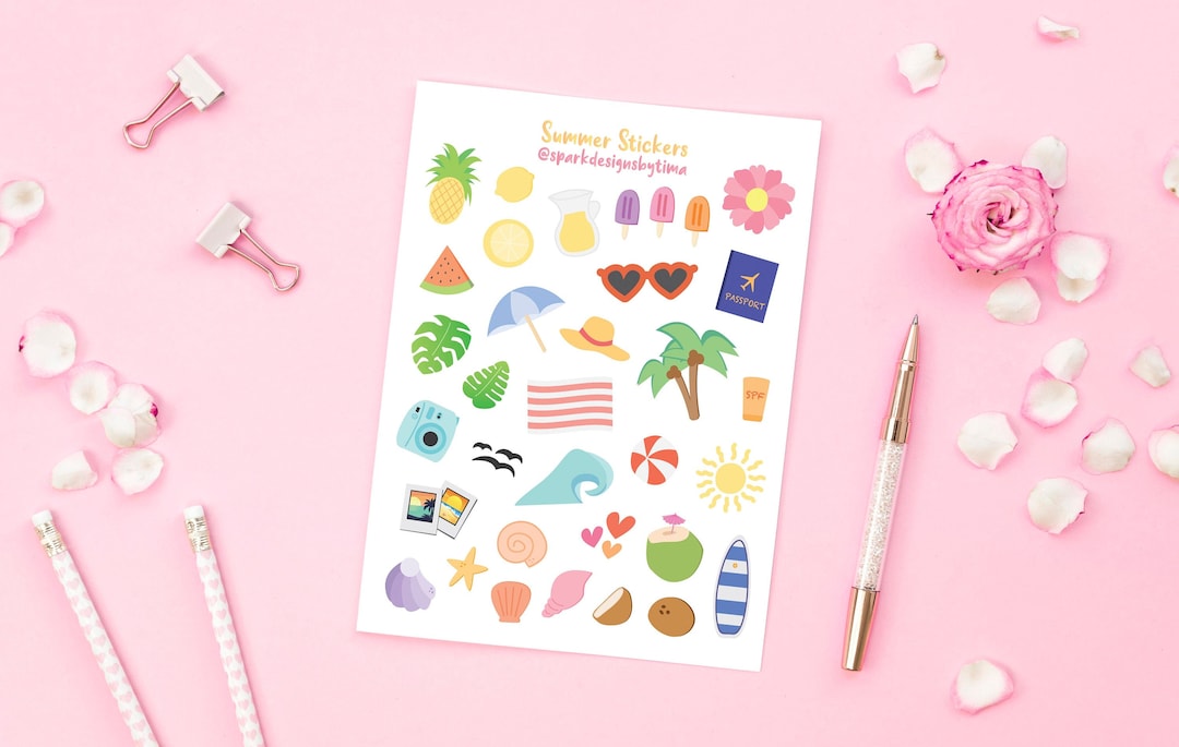Cute Summer Sticker Sheet, Cute Decorative Stickers, Tiny Stickers ...