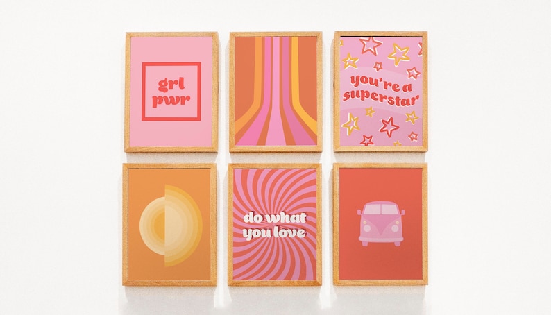 Modern Retro Art Print Set Vintage Art Prints Happy Collage - Etsy Canada