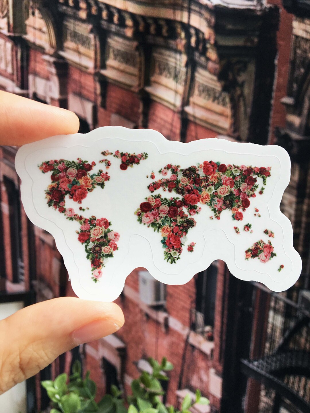 Floral Map Clear Sticker, Map Laptop Sticker, Floral Laptop Sticker ...
