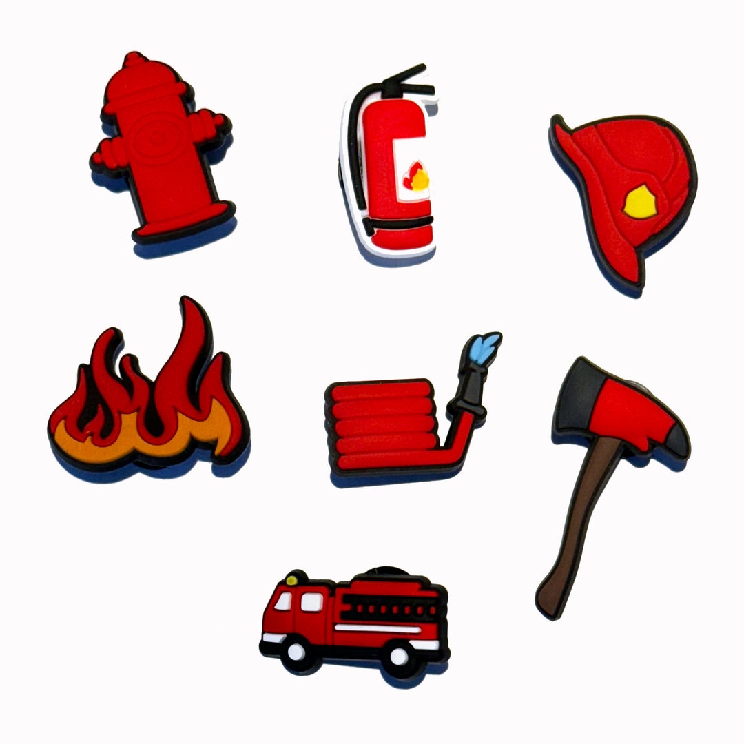 7 Pieces FIREFIGHTER Unisex-adult Shoe Charms for Clog Sandals and ...