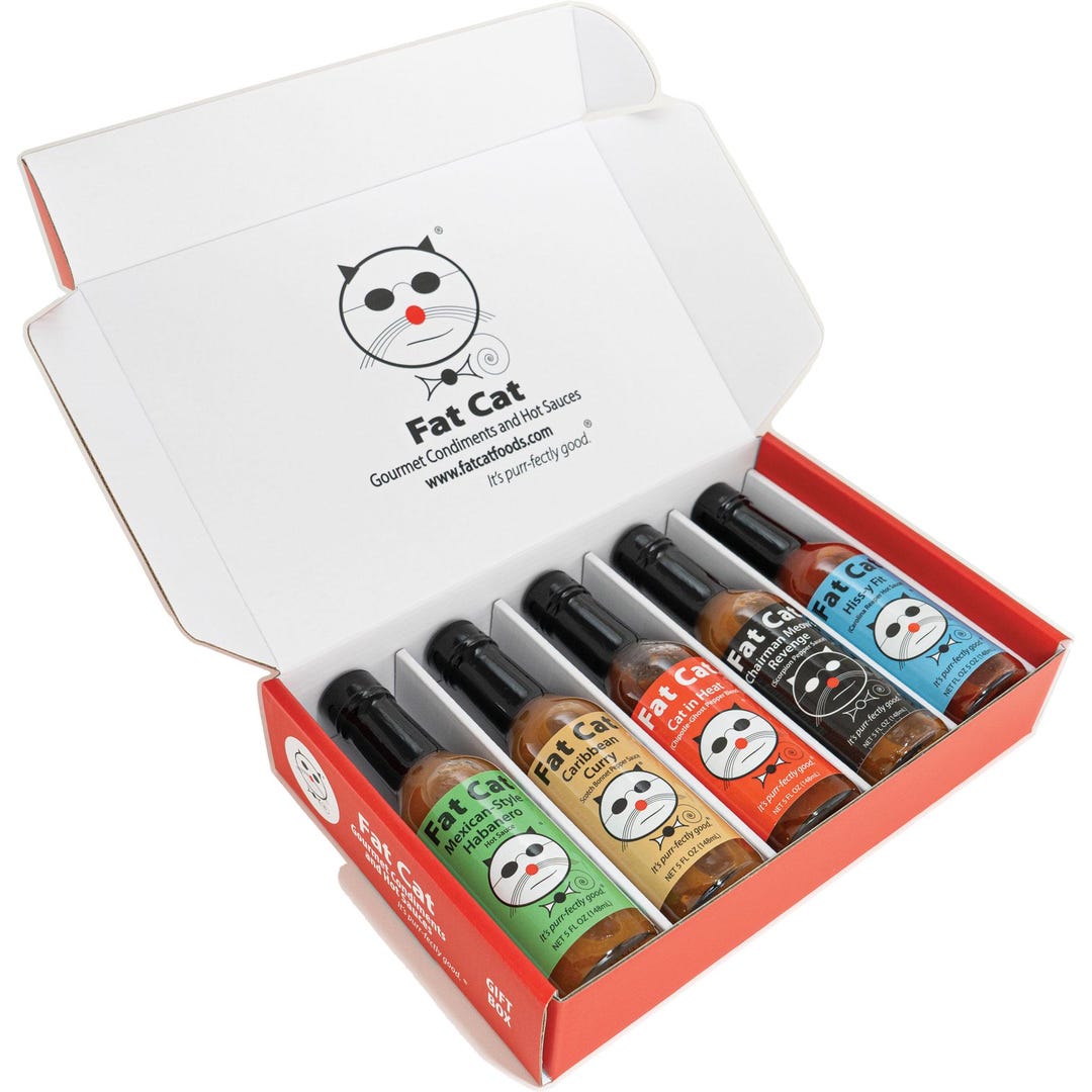 Heat Lovers Hot Sauce Gift Box Variety Pack Sampler (5 Bottles) by Fat ...
