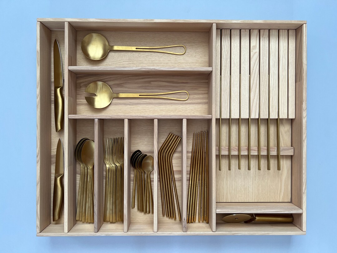 Custom Drawer Organizer, Kitchen Drawer Inserts for Silverware, Wood ...
