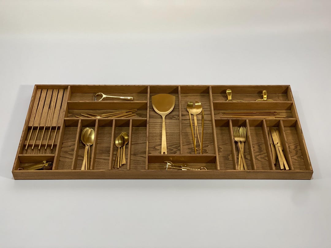 Custom Kitchen Drawer Organizer for Utensil - Ash Wood Cutlery Tray - Etsy