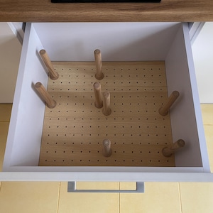 Custom Pegboard Drawer Organizer – Adjustable Ash Wood Insert, Kitchen ...