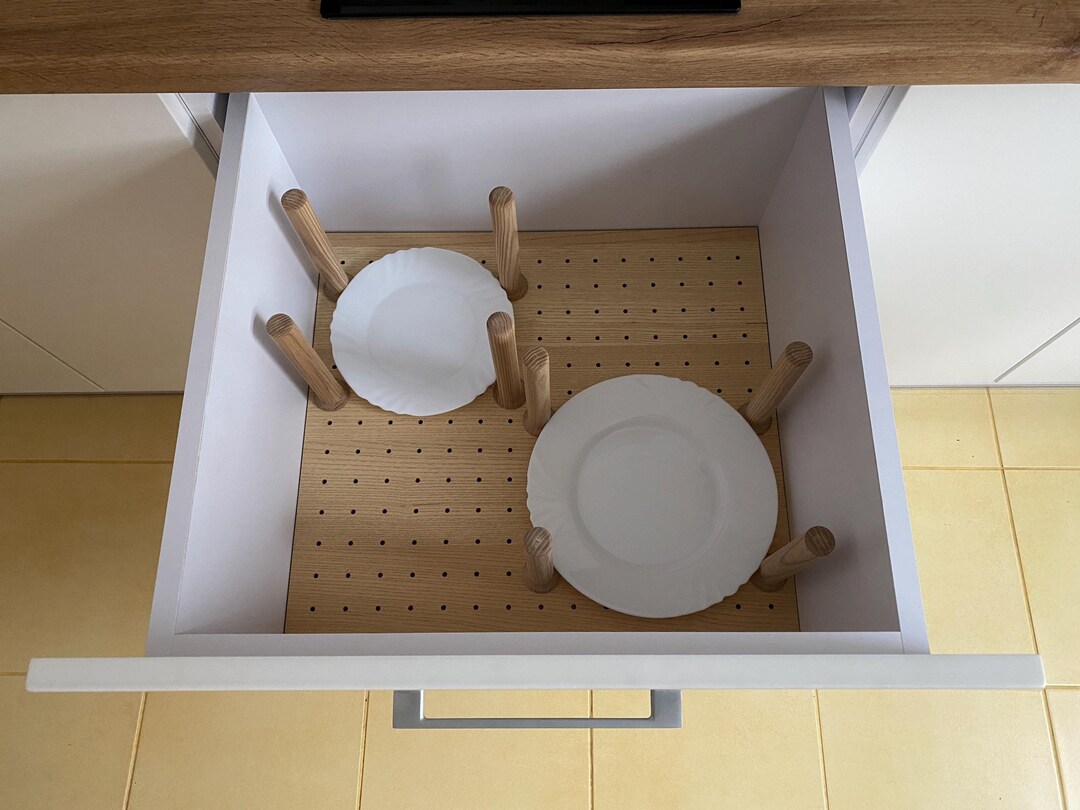 Custom Pegboard Drawer Organizer – Adjustable Ash Wood Insert, Kitchen ...