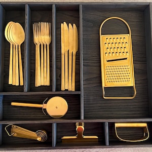 Custom Silverware Drawer Organizer – Black Ash Wood Kitchen Insert ...