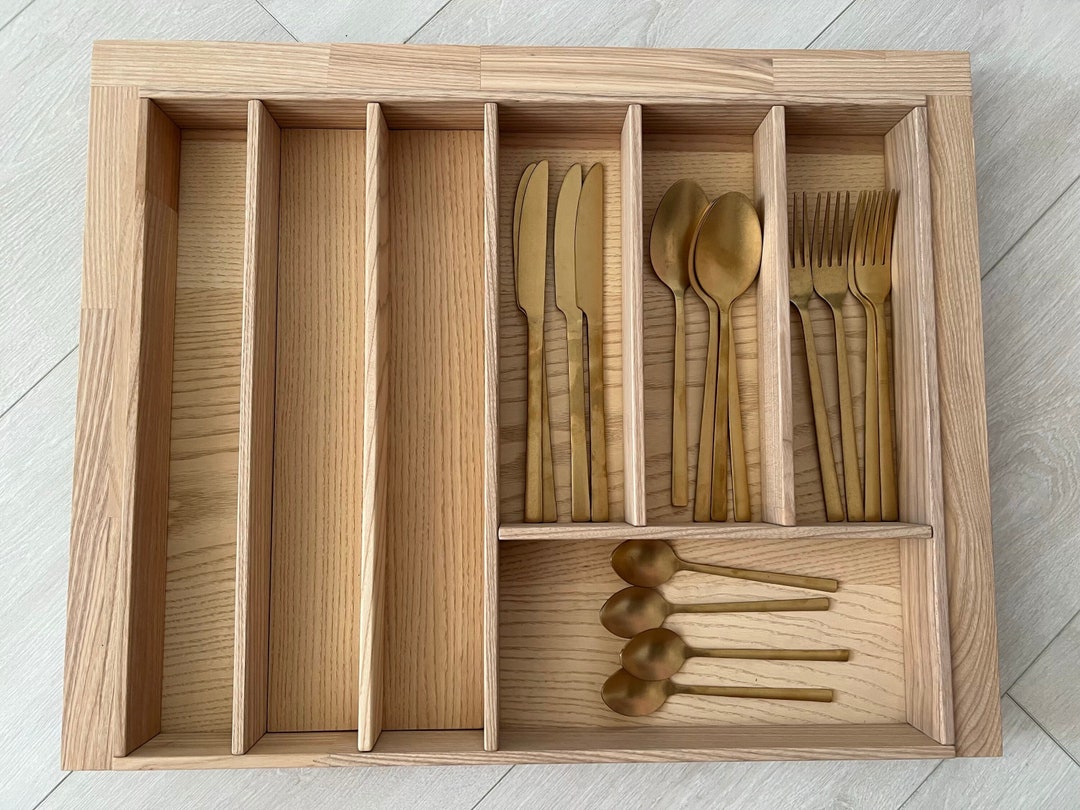 Kitchen Drawer Organizer, Custom Drawer Divider, Ash Silverware Drawer ...