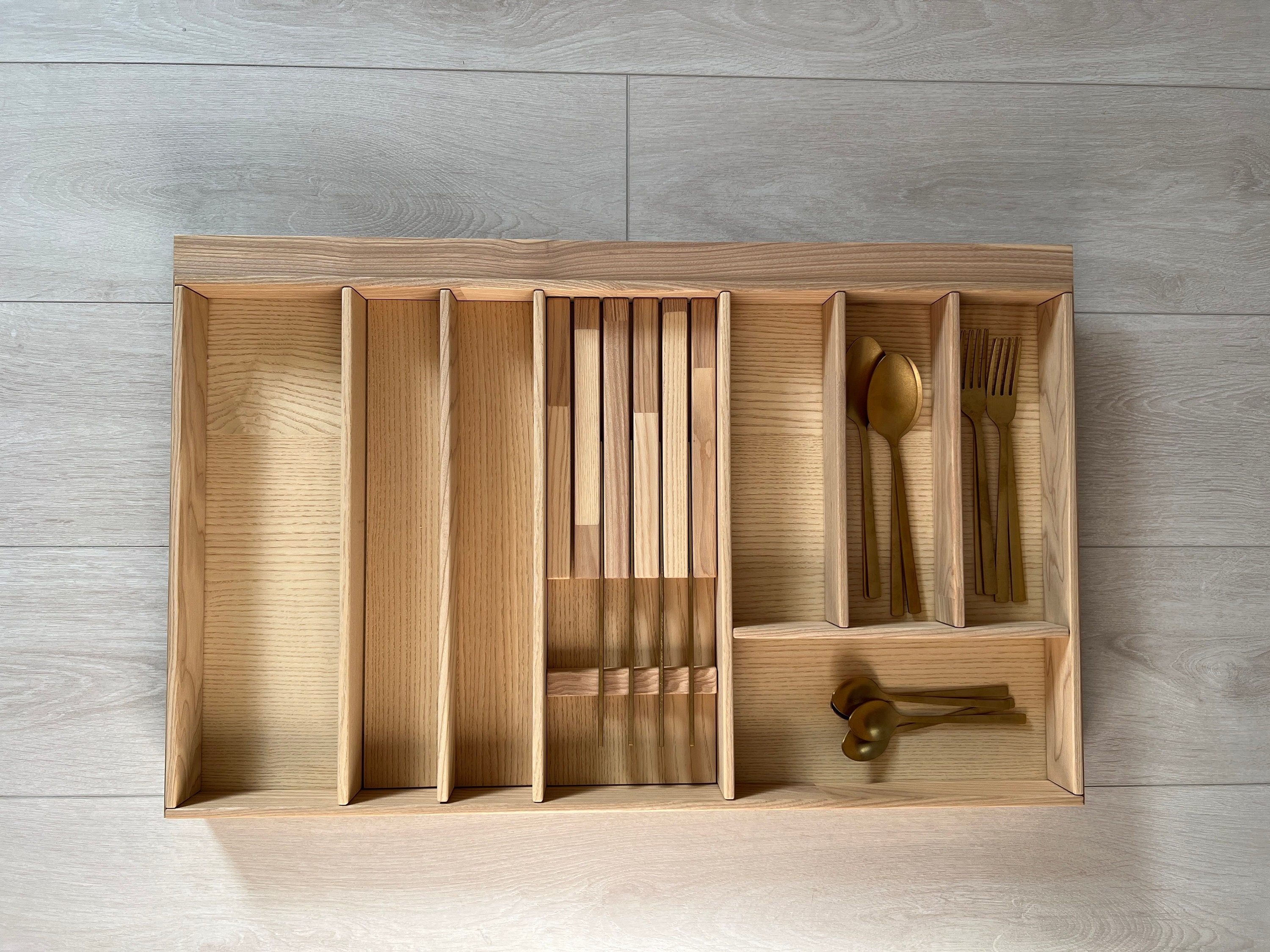 Kitchen Drawer Organizer, Custom Drawer Divider, Ash Silverware Drawer ...