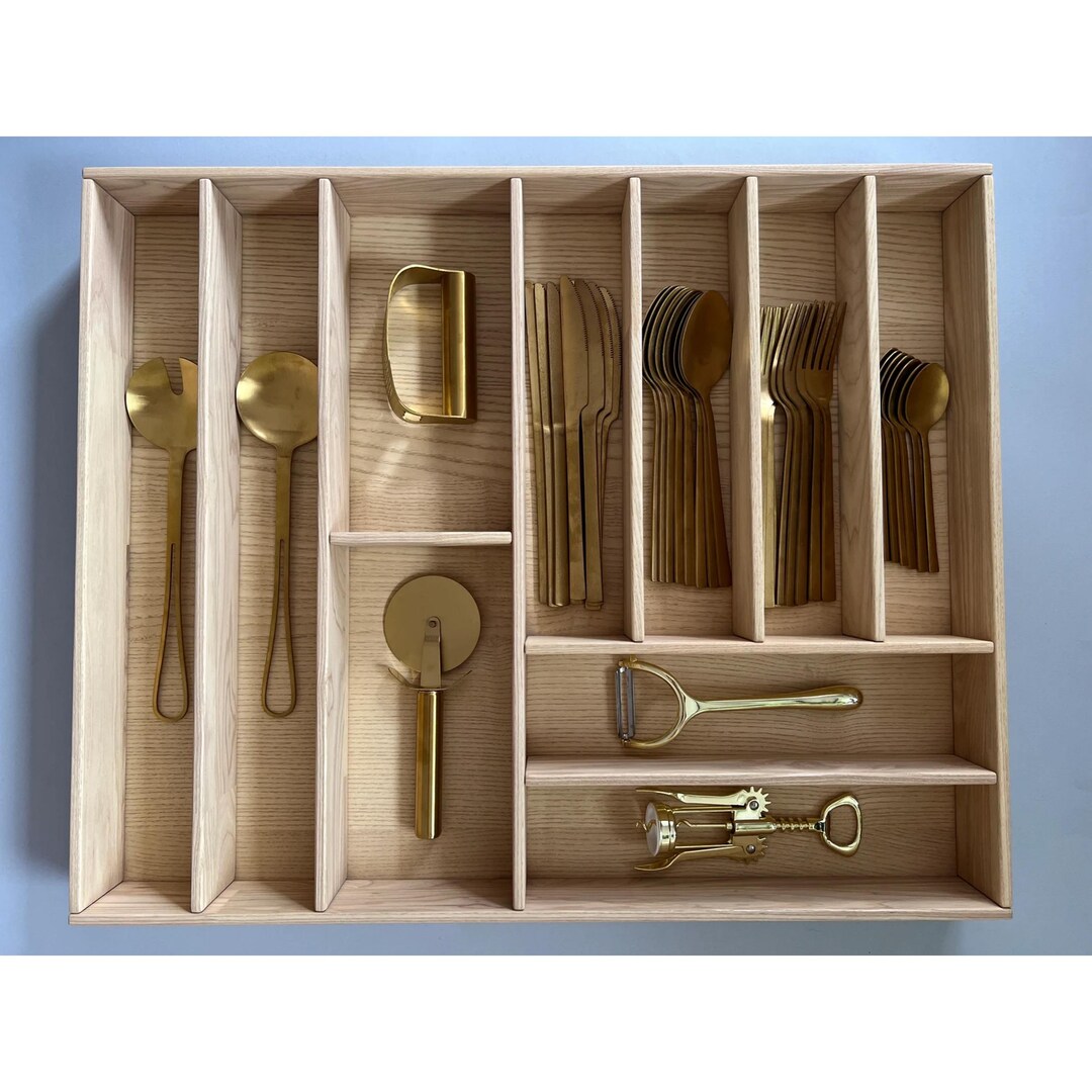 Custom Drawer Organizer for Silverware – Handmade Wood Flatware Tray ...