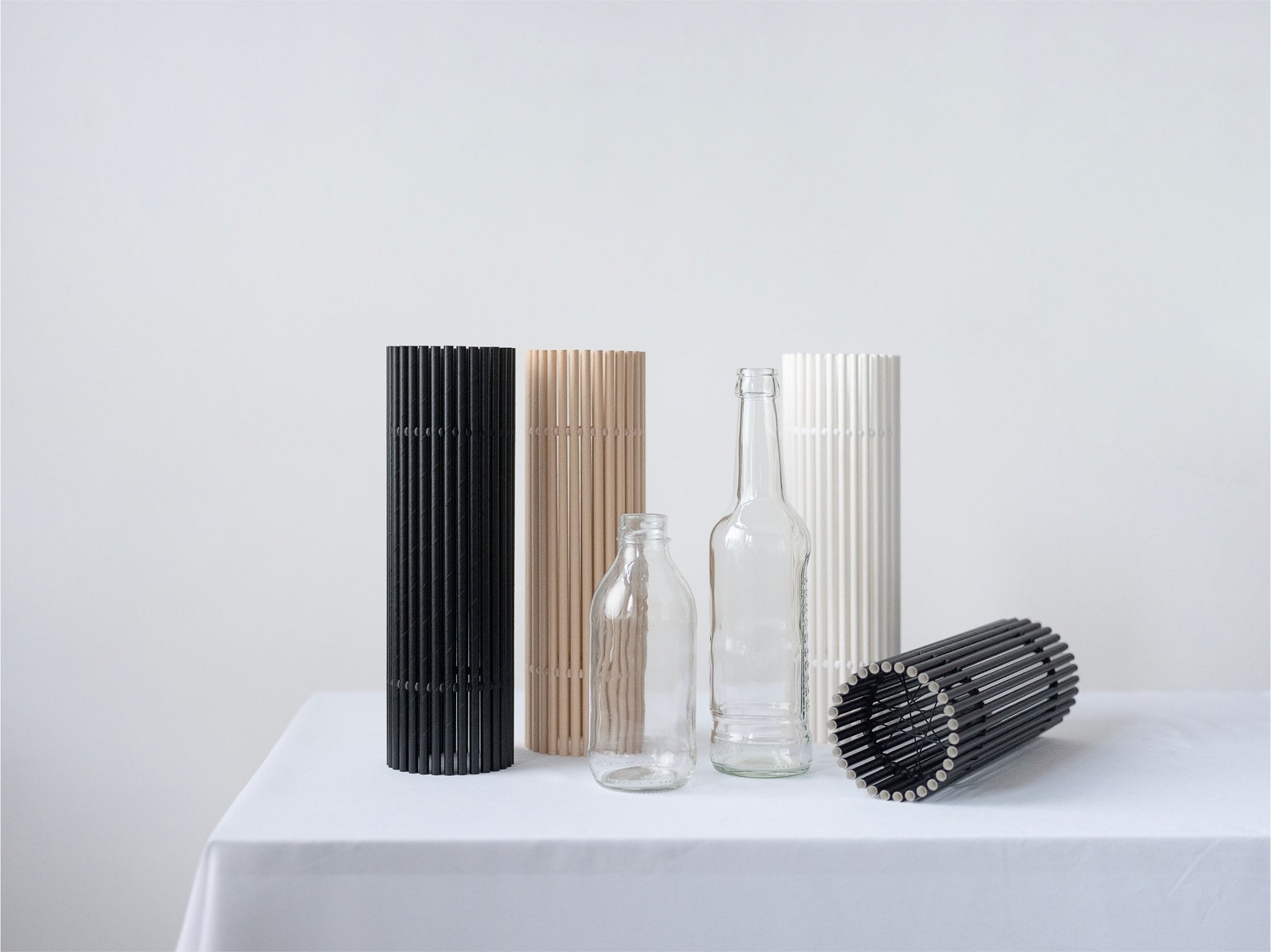 Set of 3 Tall Vases 71V01.300.WHITE/BROWN/BLACK With Bottom / Eco ...