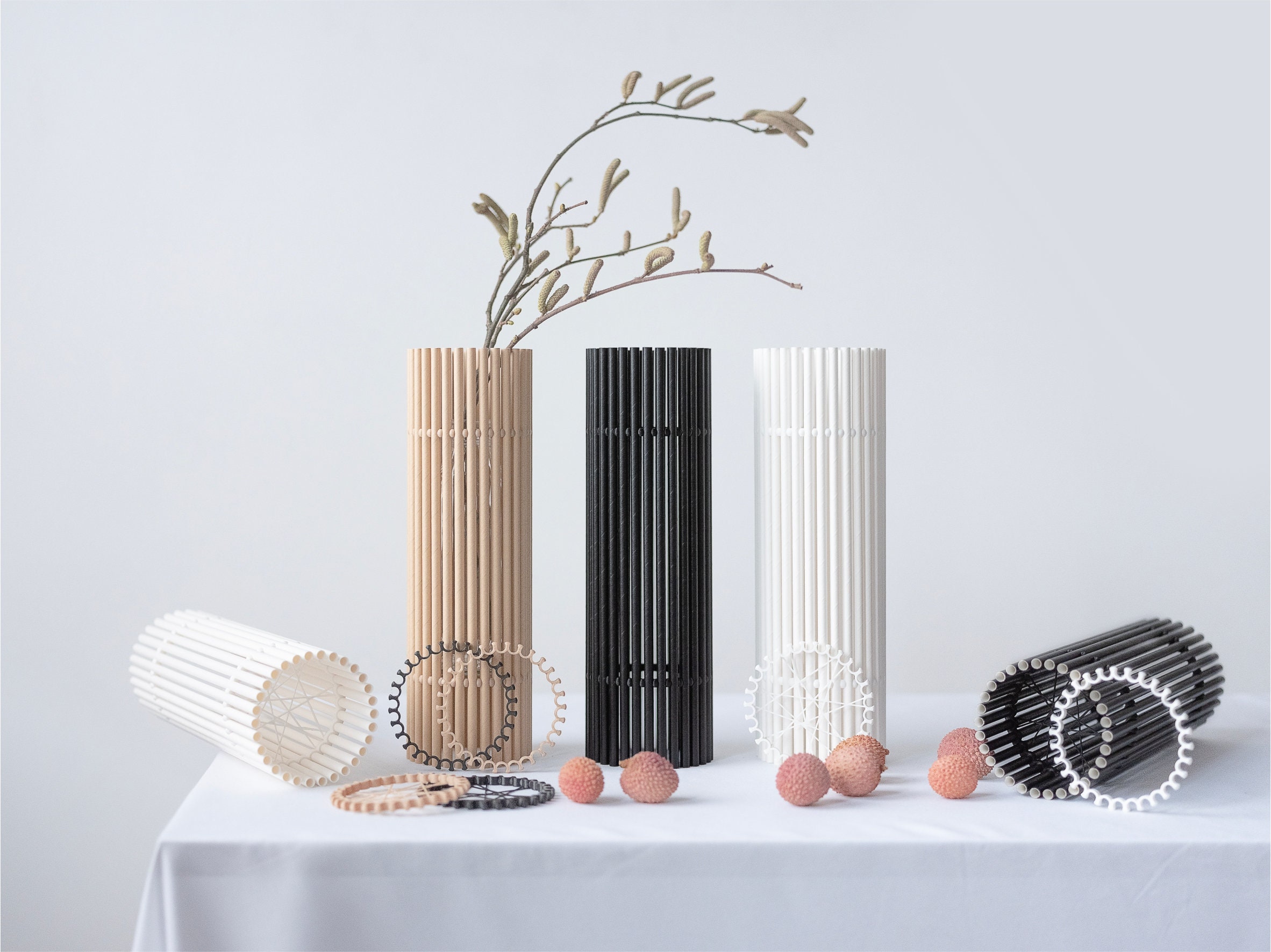 Set of 3 Tall Vases 71V01.300.WHITE/BROWN/BLACK With Bottom / Eco ...