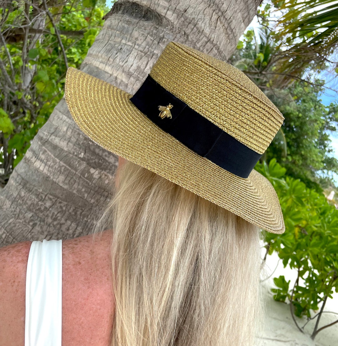 Gold Shimmery Bee Summer Straw Sun Hat Vacation Holiday - Etsy