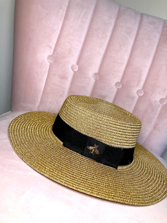 Gold Shimmery Bee Summer Straw Sun Hat Vacation Holiday - Etsy
