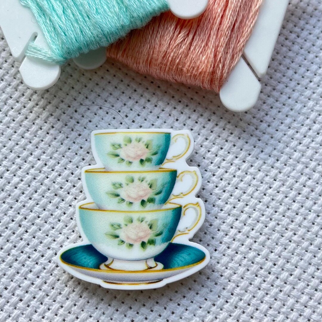 Teatime Stacked Tea Cups Magnetic Needle Minder Holder- Embroidery ...