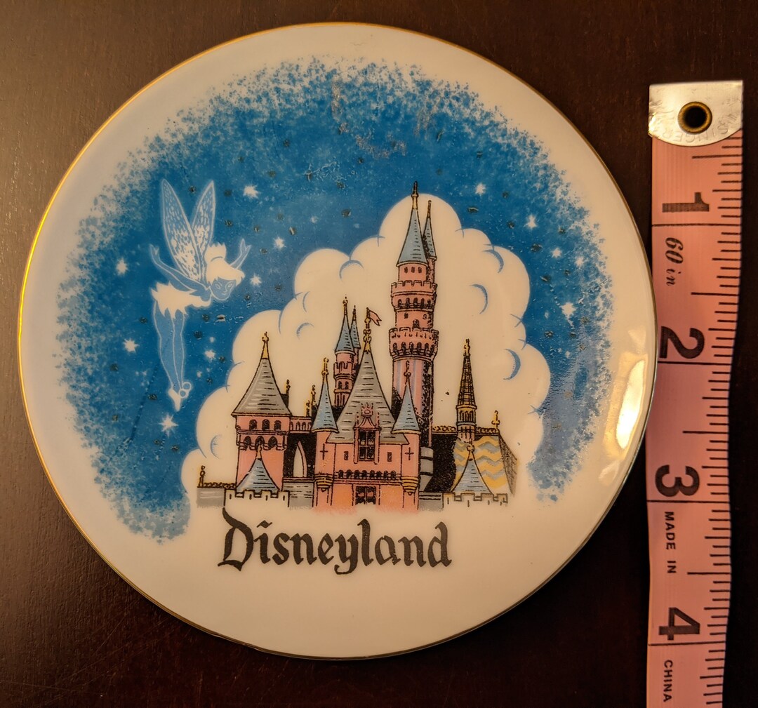 Disneyland Small Vintage Souvenir Plate Cinderella's Castle Tinker Bell ...