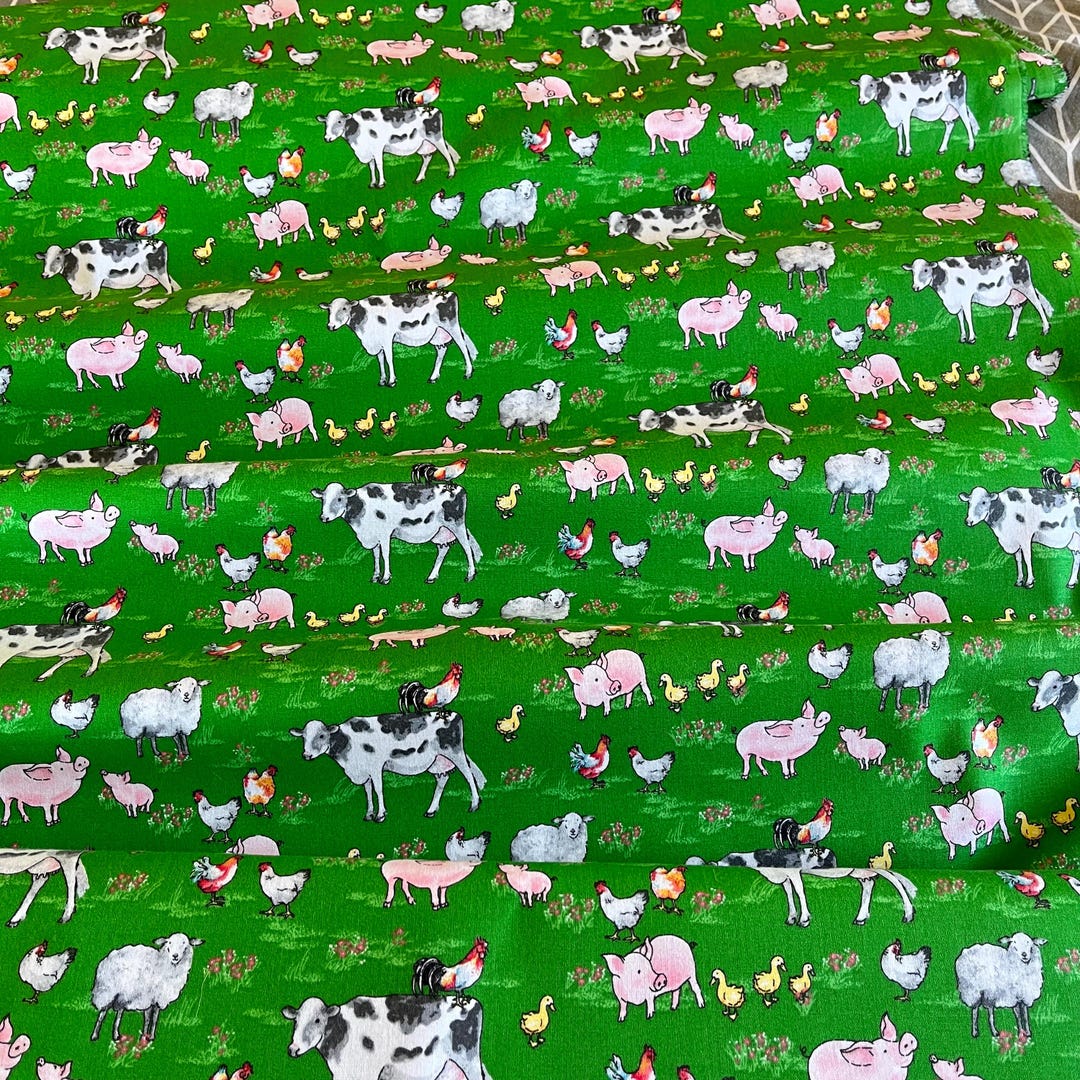 Farm Yard Animals for Fabric Traditions Pigs Cows Sheep Chickens Quilt ...