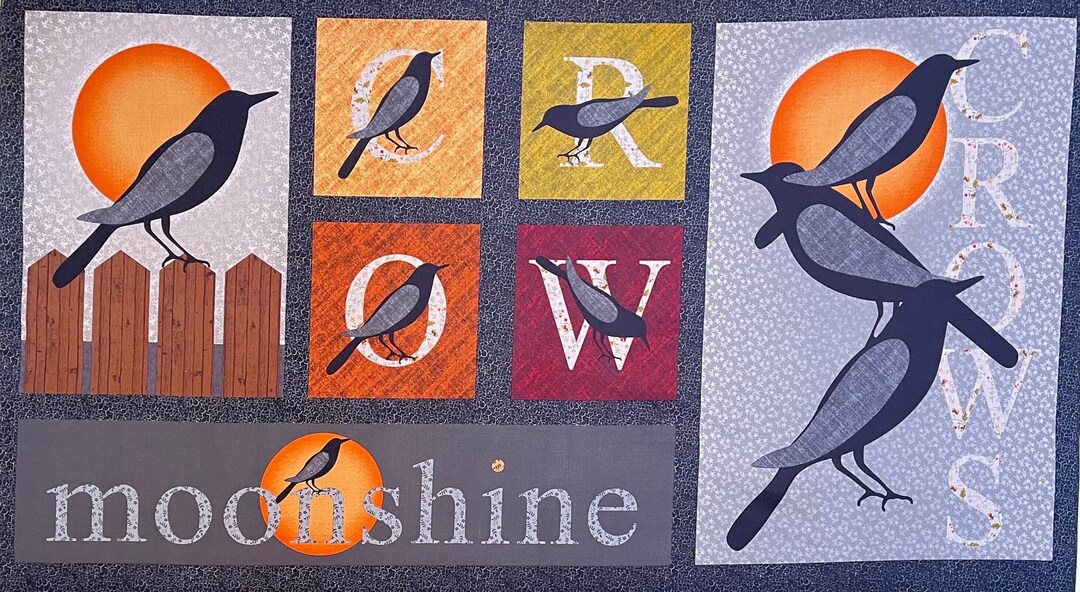 Moonshine Crow Fabric Panel. Jan Mott for Henry Glass & Co. 100% Quilt ...