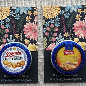 Miniature Danisa or Kjeldsens Butter Cookie Tin Magnetic Needle Minder ...