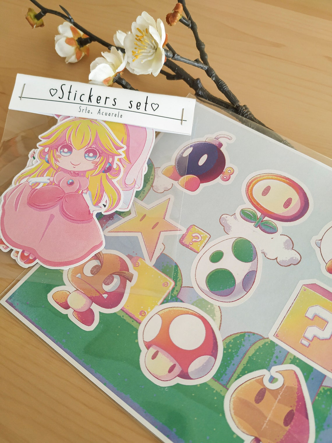 Super Mario Pack Princess Peach Sticker Set Super Mario | Etsy
