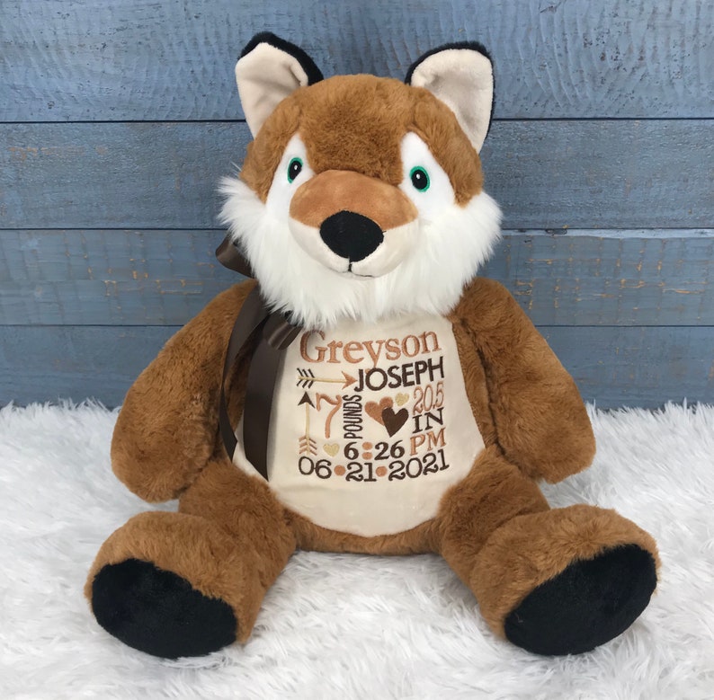 Personalized Stuffed Fox Personalized Baby Giftbirth - Etsy