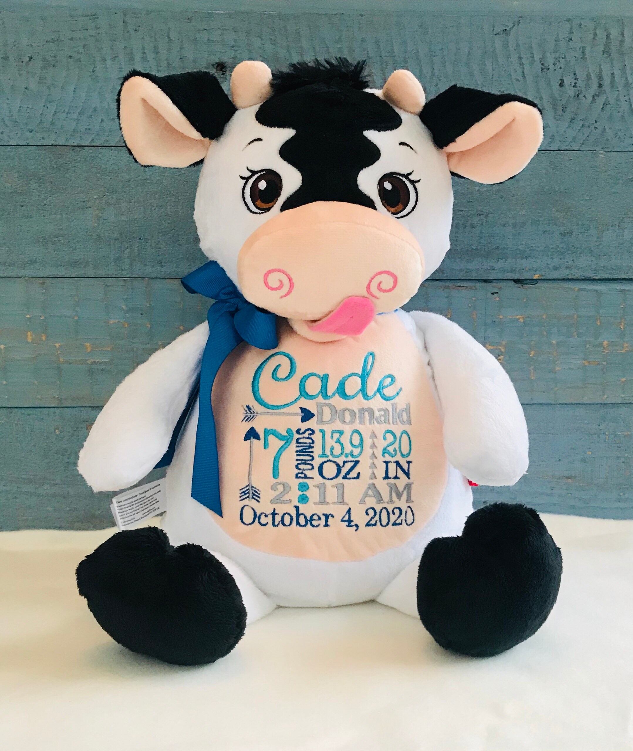 Personalized Stuffed Cow Personalized Baby GiftBirth | Etsy