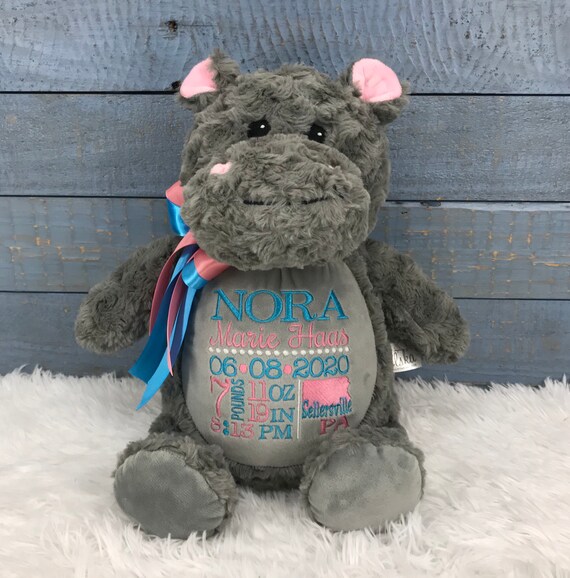 Personalized Stuffed Hippo Personalized Baby Gift Birth | Etsy