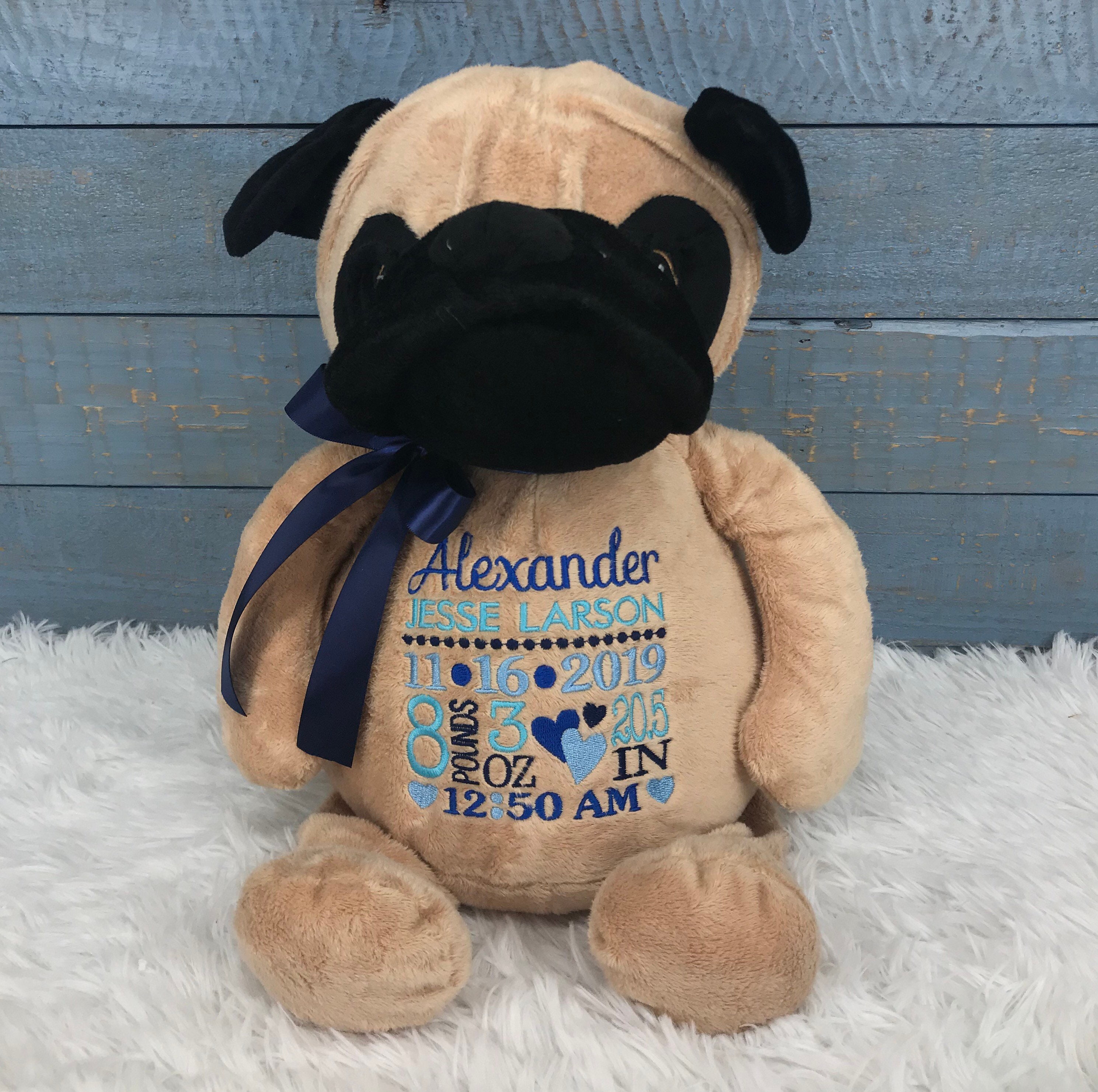 Personalized Stuffed Pug Personalized Baby GiftBirth | Etsy