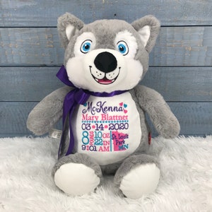 Personalized Stuffed Husky, Personalized Baby Gift,birth Announcement ...