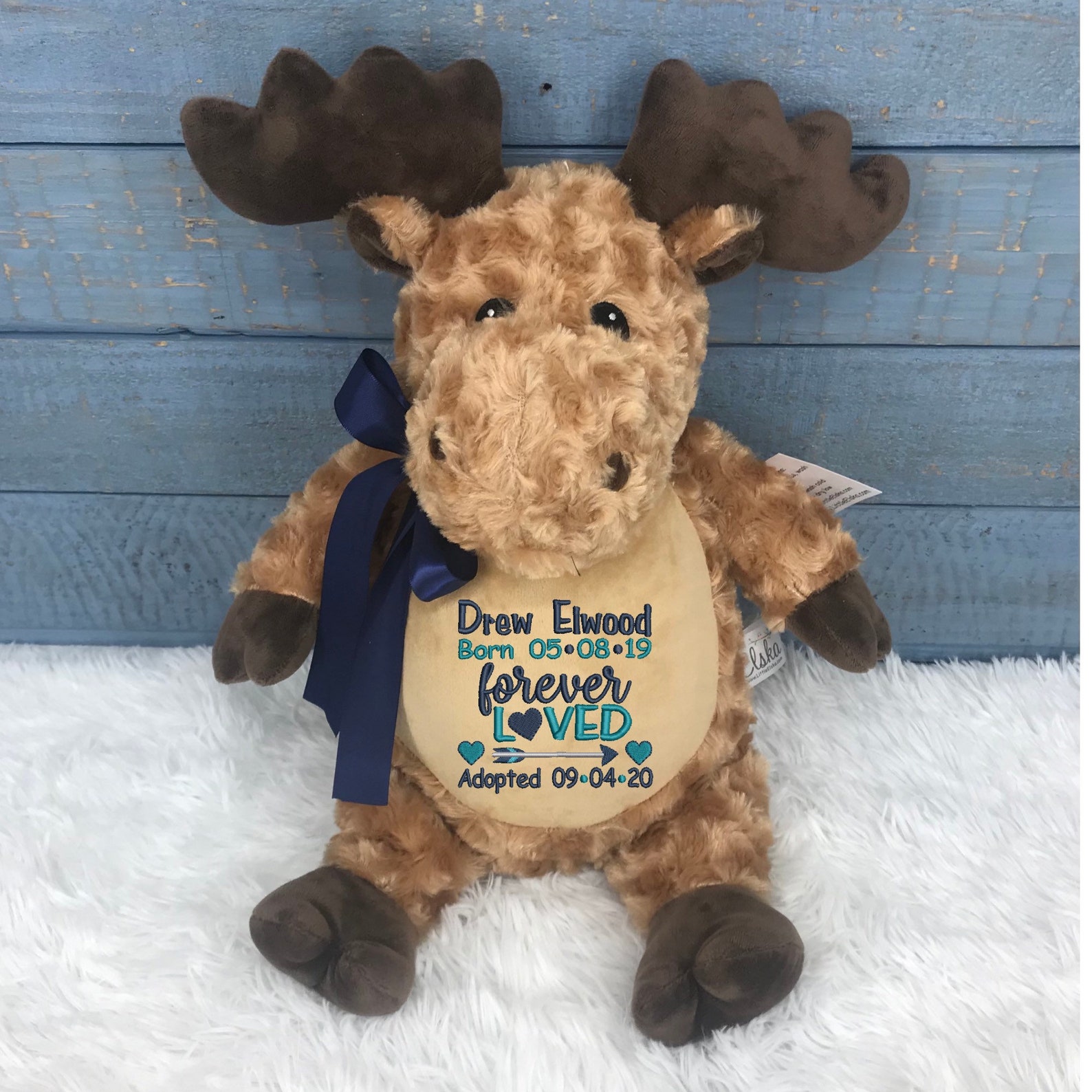 Personalized Stuffed Moose, Personalized Baby Gift,birth Announcement ...