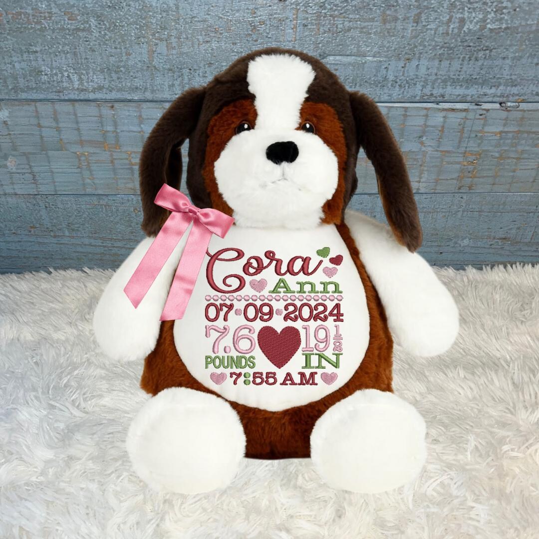 Personalized Stuffed Beagle, Personalized Baby Gift, Birth Announcement ...