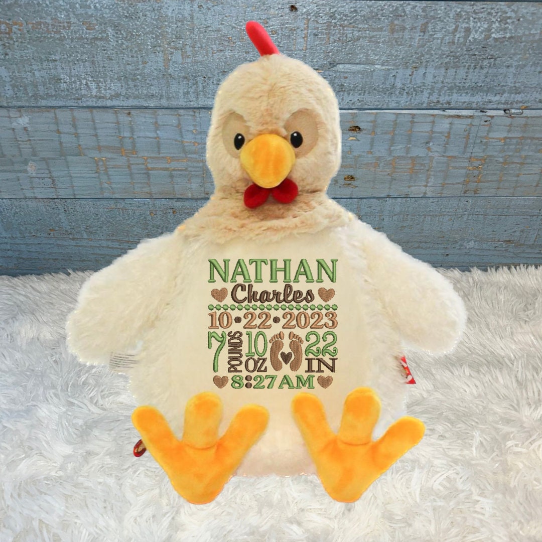 Personalized Stuffed Chicken, Personalized Baby Gift, Birth ...