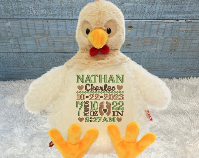 Personalized Stuffed Chicken, Personalized Baby Gift, Birth ...