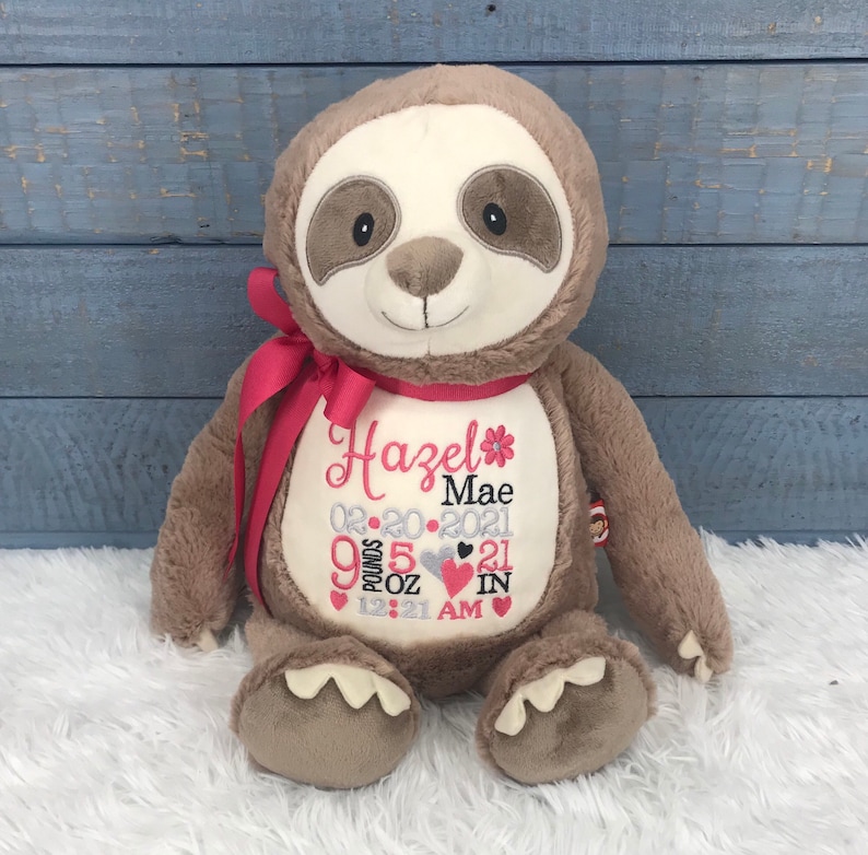 Personalized Stuffed Sloth Personalized Baby Giftbirth | Etsy
