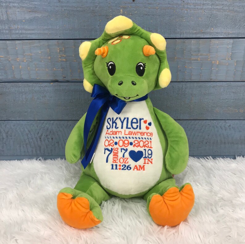 Personalized Stuffed Dinosaur, Personalized Baby Gift,birth ...