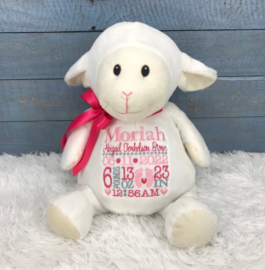 Personalized Stuffed Lamb, Personalized Baby Gift,birth Announcement ...