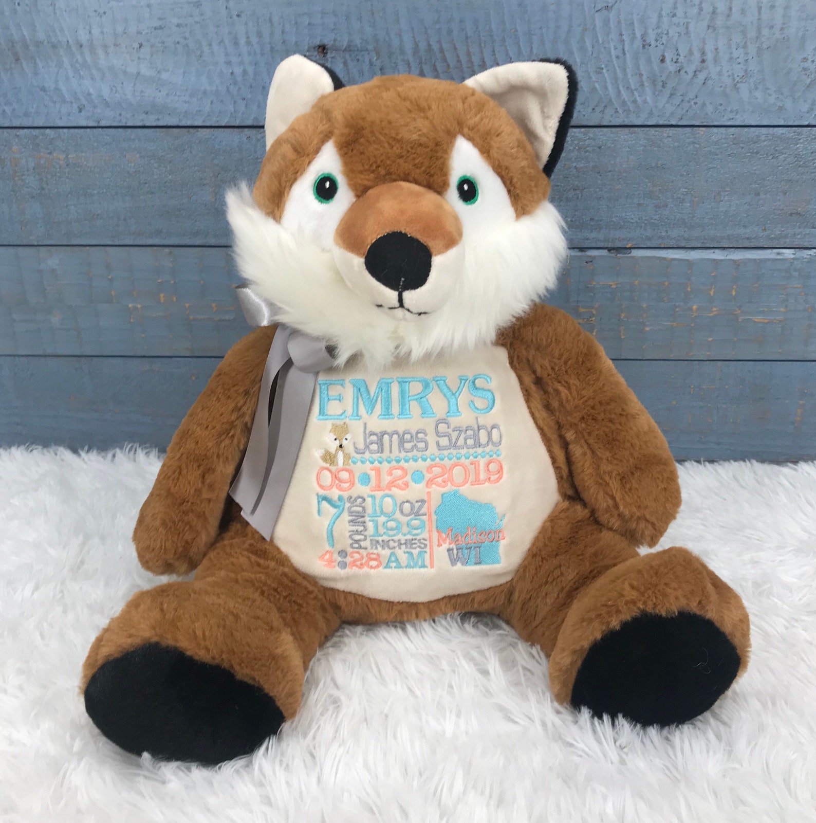 Personalized Stuffed Fox Personalized Baby Giftbirth - Etsy