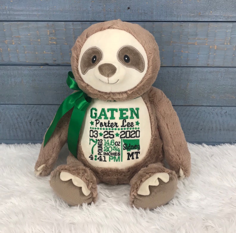 Personalized Stuffed Sloth Personalized Baby Giftbirth | Etsy